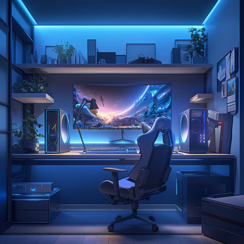 The Ultimate Gaming Setup Unveiled Stock Illustration - Illustration of ...