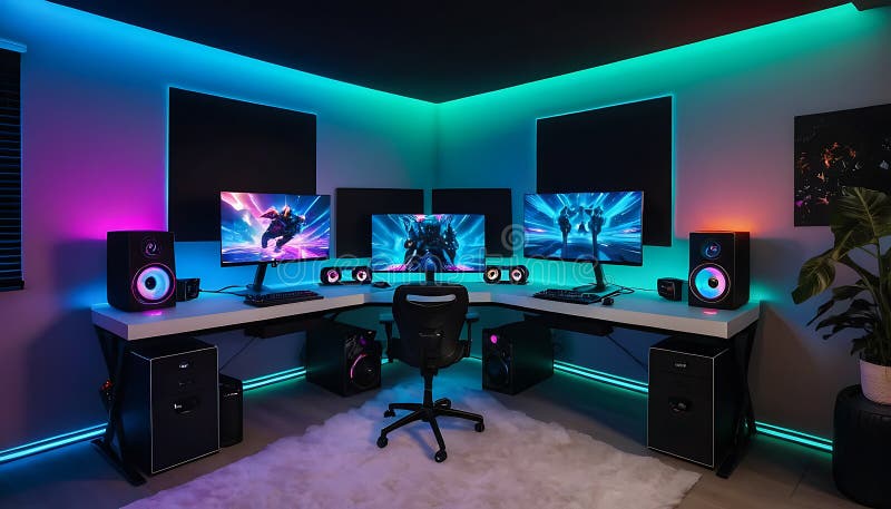 Ultimate Gaming Setup stock photo. Image of gaming, colors - 389022346