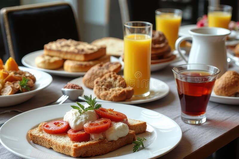 Ultimate Gourmet Breakfast Display Stock Illustration - Illustration of ...