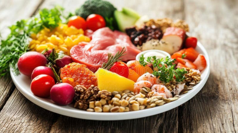 The Ultimate Healthy Plate, a Guide To Balanced Eating Stock Photo ...