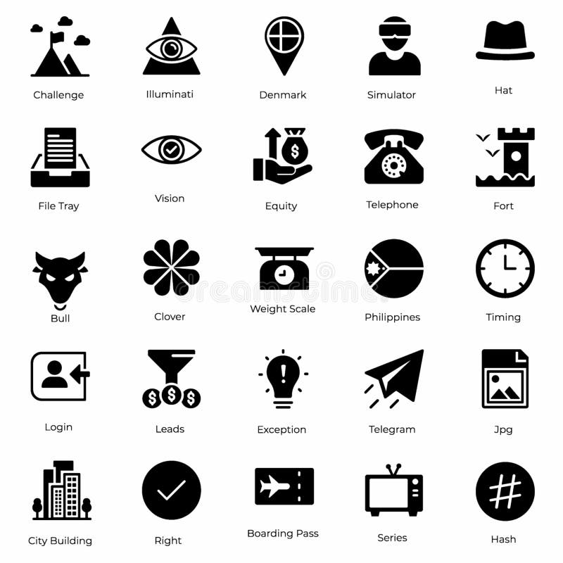 Ultimate Icons Pack stock illustration. Illustration of timepiece ...