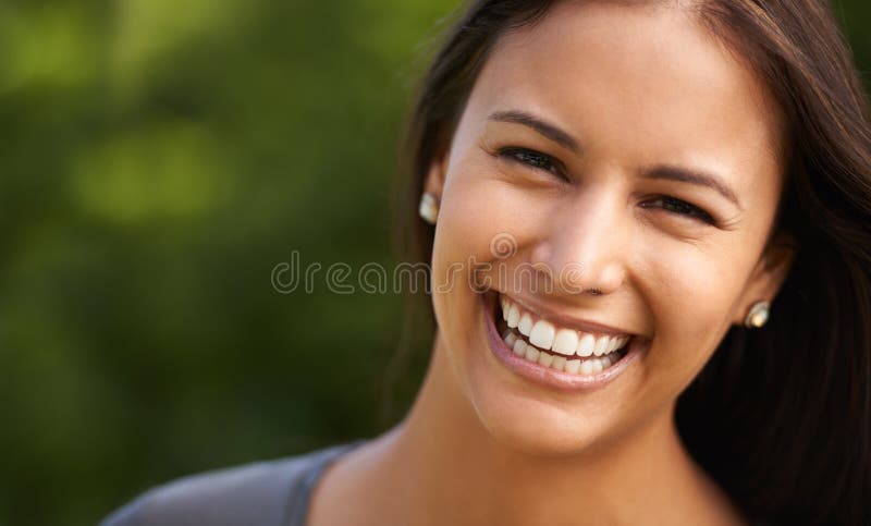 Ultimate Joy. a Beautiful Young Woman Smiling Outdoors. Stock Image ...