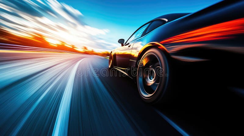 Ultimate Racing Experience: Fast Car Racing in Daylight. Stock ...