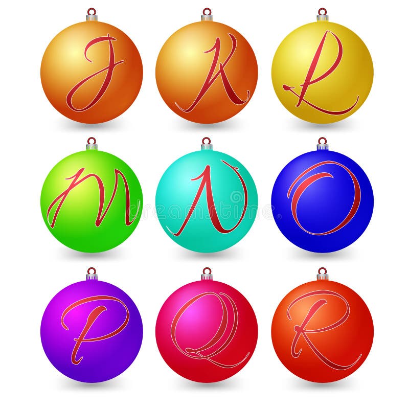 Ultimate Set of Alphabet Font Symbols on Christmas Balls. Stock Vector ...