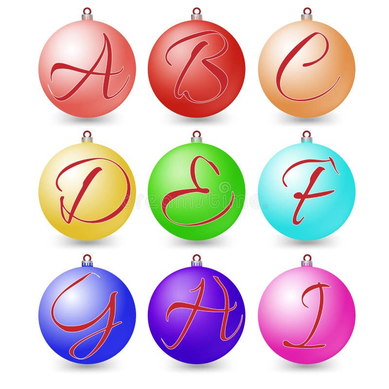 Ultimate Set of Alphabet Font Symbols on Christmas Balls. Stock Vector ...