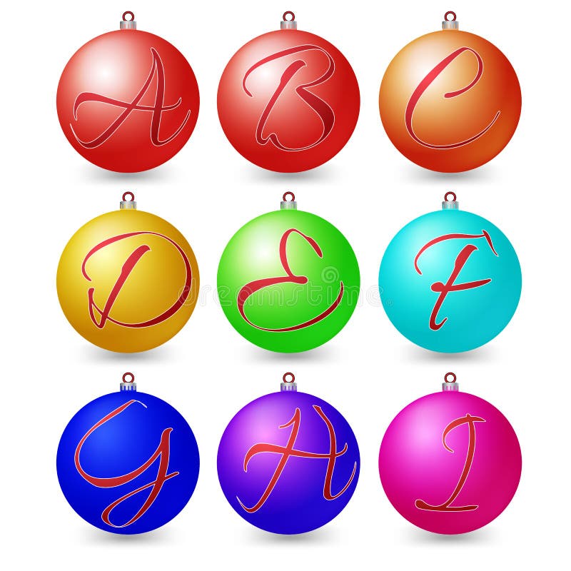 Ultimate Set of Alphabet Font Symbols on Christmas Balls. Stock Vector ...