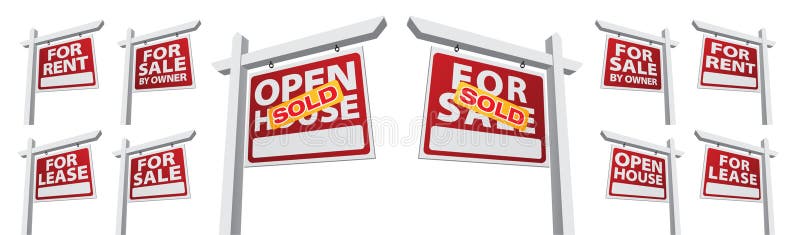 Set of Vector Real Estate Signs with Placards - Build Your Own Stock ...