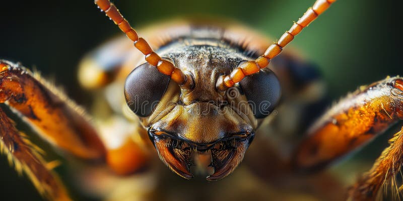 Ultra-close Macro Shot of a Bug’s Head Showcasing Compound Eyes and ...