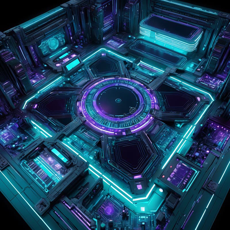 Top-Down Quantum Computer Interior Design Stock Illustration ...