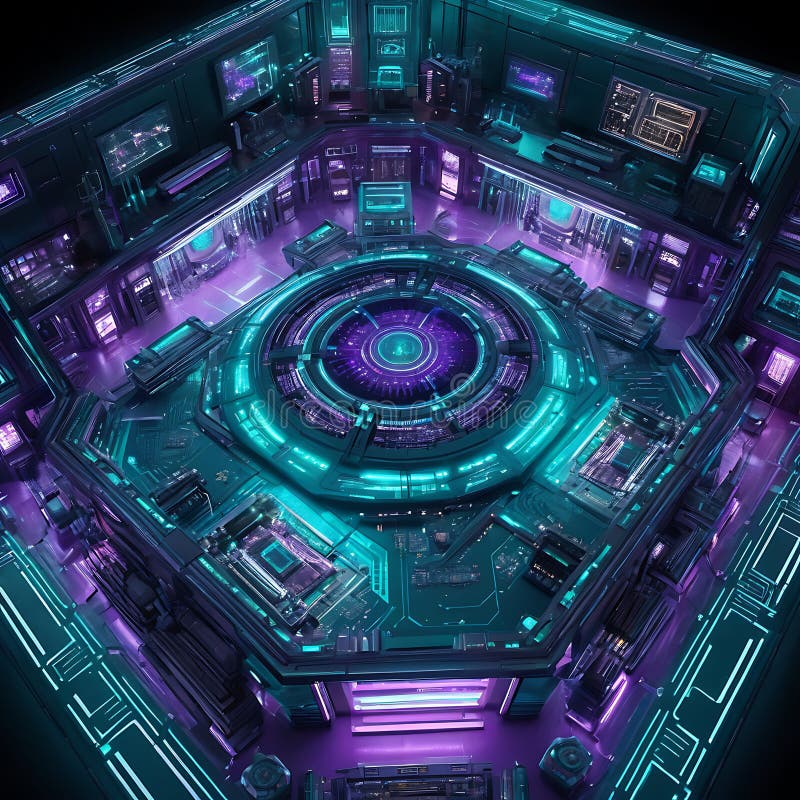 Top-Down Quantum Computer Interior Design Stock Illustration ...