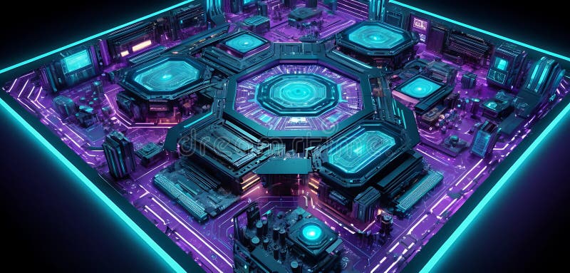 Top-Down Quantum Computer Interior Design Stock Illustration ...