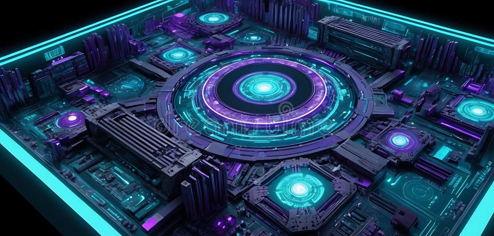 Top-Down Quantum Computer Interior Design Stock Illustration ...