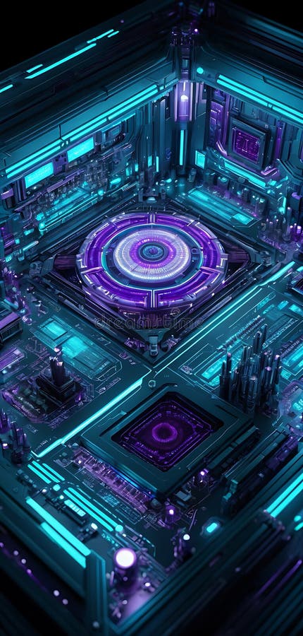 Top-Down Quantum Computer Interior Design Stock Illustration ...