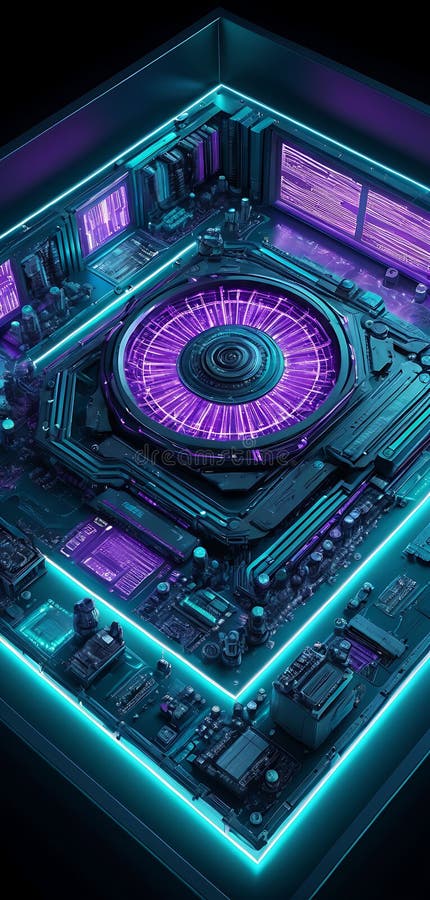 Top-Down Quantum Computer Interior Design Stock Illustration ...