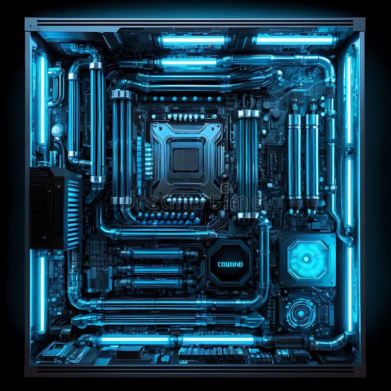 Top-Down Quantum Computer Interior Design Stock Illustration ...