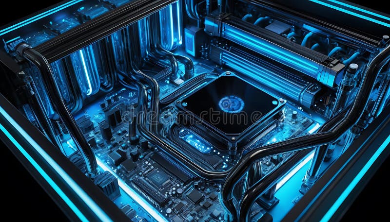 Top-Down Quantum Computer Interior Design Stock Illustration ...