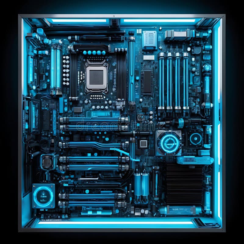 Top-Down Quantum Computer Interior Design Stock Illustration ...