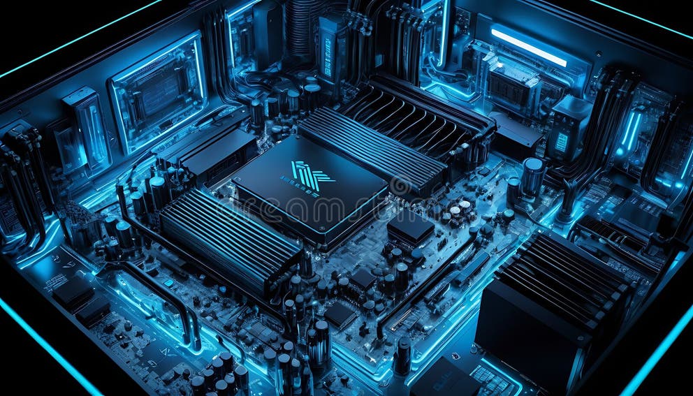 Top-Down Quantum Computer Interior Design Stock Illustration ...