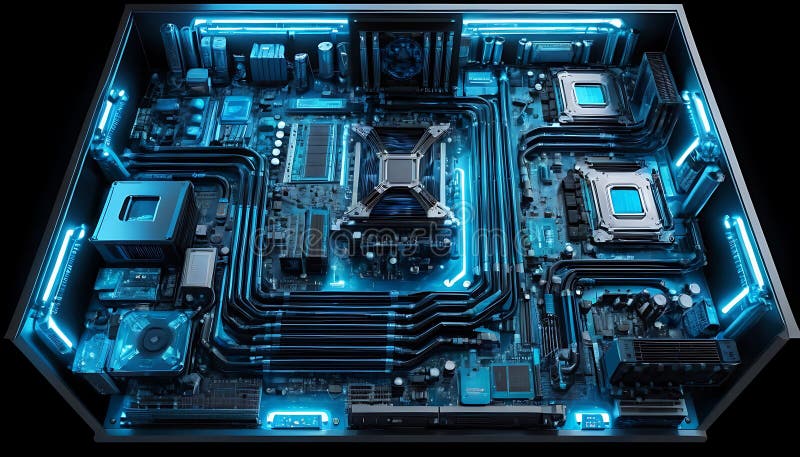 Top-Down Quantum Computer Interior Design Stock Illustration ...