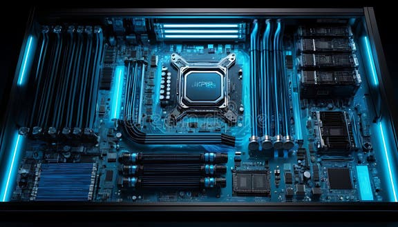 Top-Down Quantum Computer Interior Design Stock Illustration ...