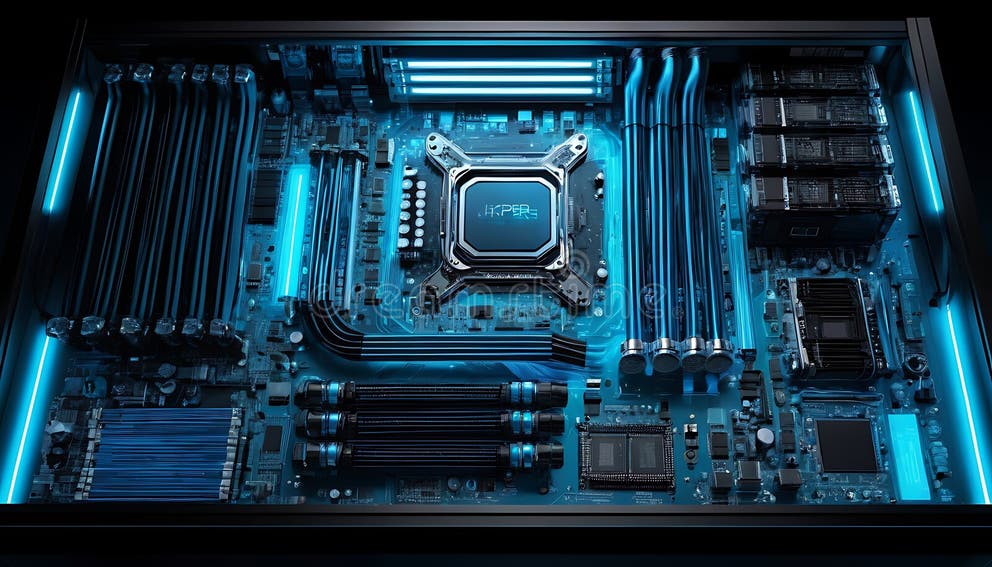 Top-Down Quantum Computer Interior Design Stock Illustration ...