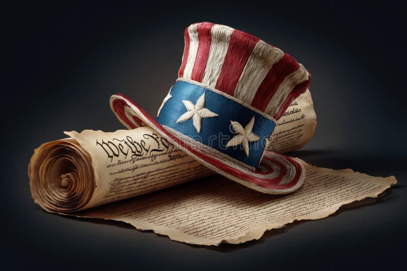 Constitution Day Uncle Sam Hat Scroll Stock Illustration - Illustration ...