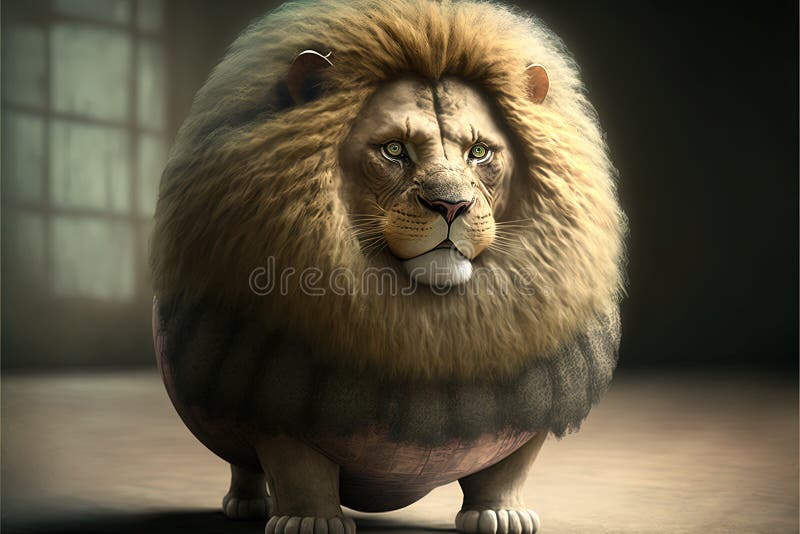 Lion Cute Fat Animal Illustration Generative Ai Stock Illustration ...