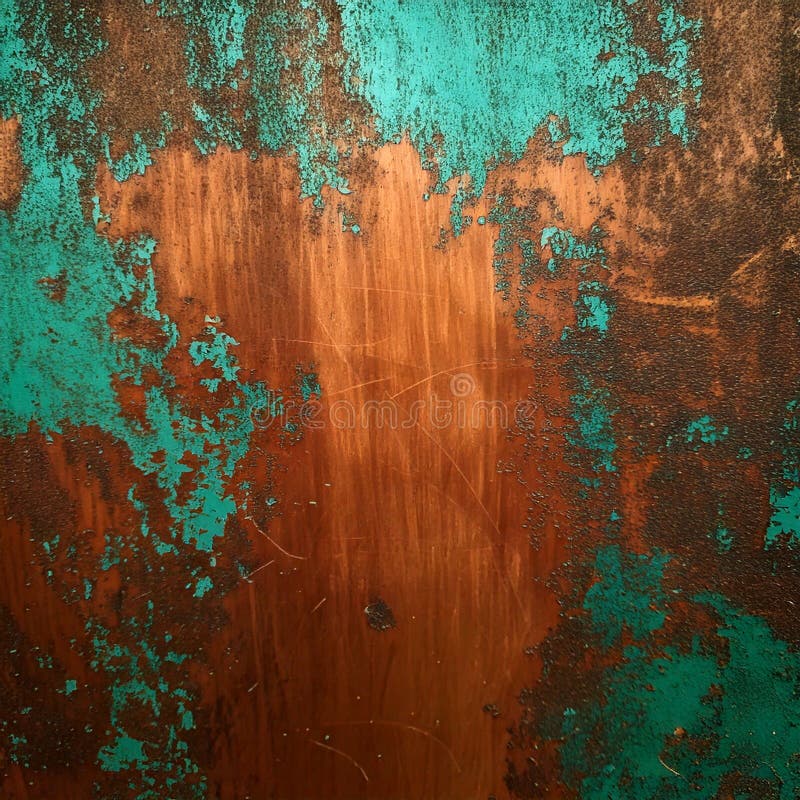 Ultra-HD Close-Up of Aged Copper Sheet with Patina and Green Oxidation ...
