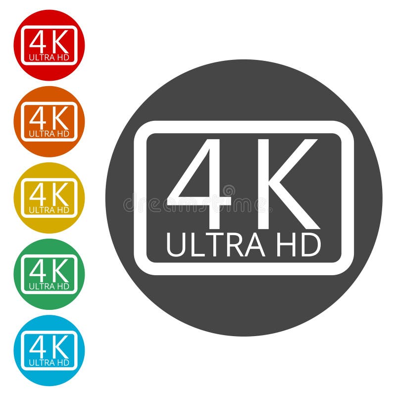 Ultra HD 4K icon set stock vector. Illustration of quality - 184835664