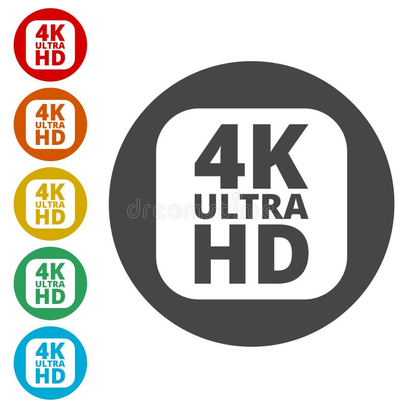 Ultra HD 4K icon set stock vector. Illustration of pixel - 184835702