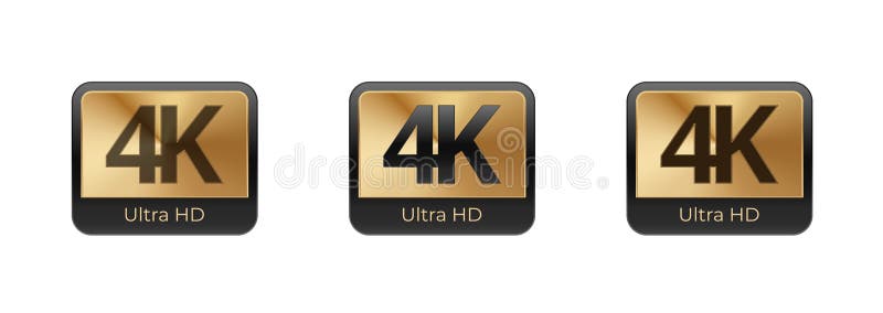 Ultra Hd 4k Icons in Gold and Black Design Stock Vector - Illustration ...
