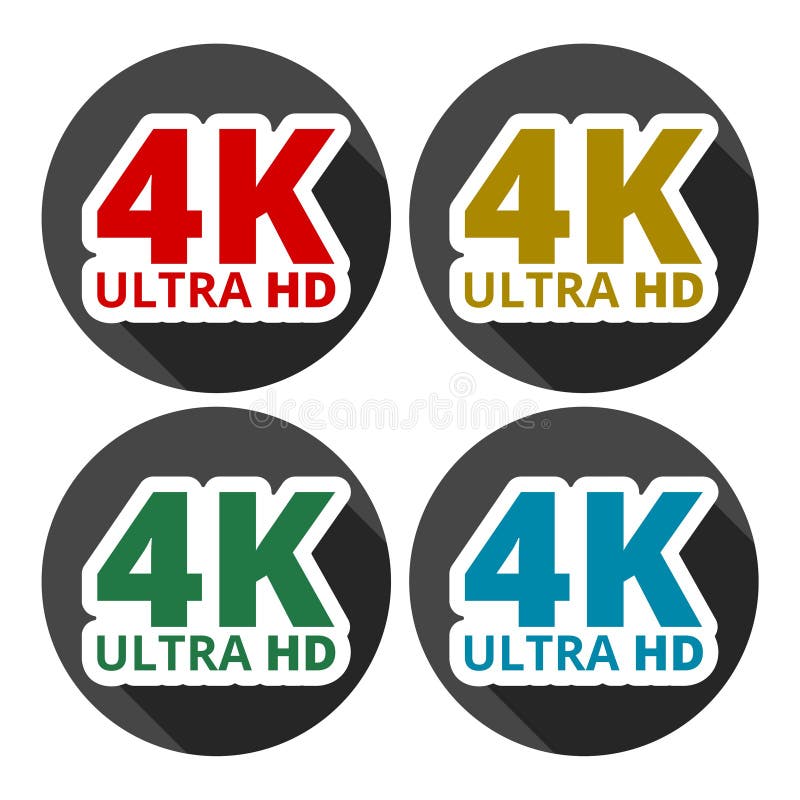 Ultra HD 4K icons set stock vector. Illustration of screen - 135739134
