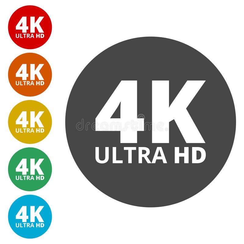 Ultra HD 4K icons set stock vector. Illustration of monitor - 135576859