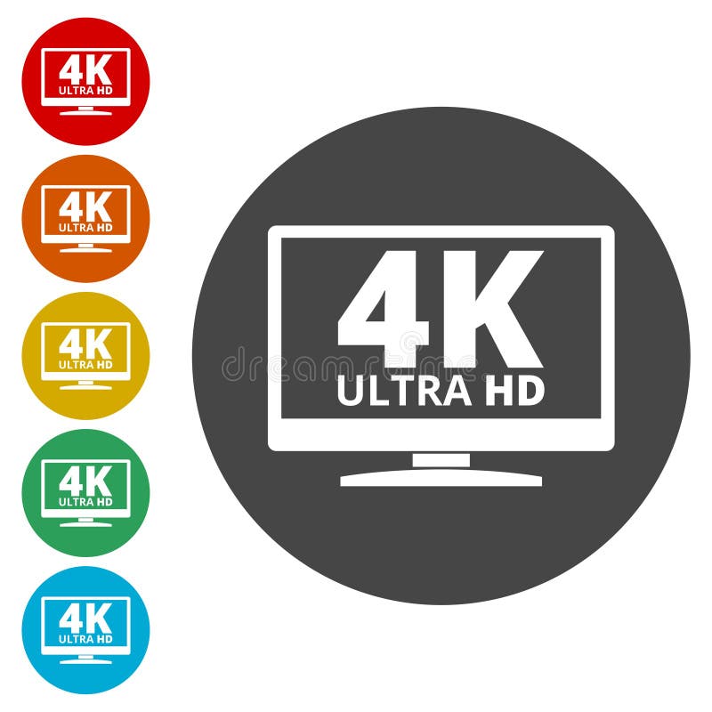 Ultra HD 4K icons set stock vector. Illustration of screen - 135739134