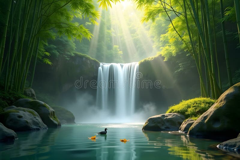 Ultra-high-definition 4K Image of a Ethereal Waterfall in a Misty ...