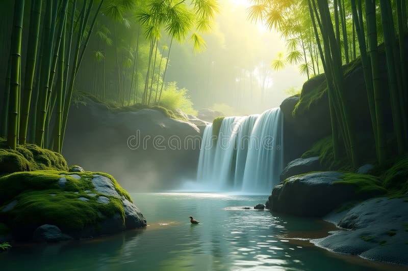 Ultra-high-definition 4K Image of a Ethereal Waterfall in a Misty ...