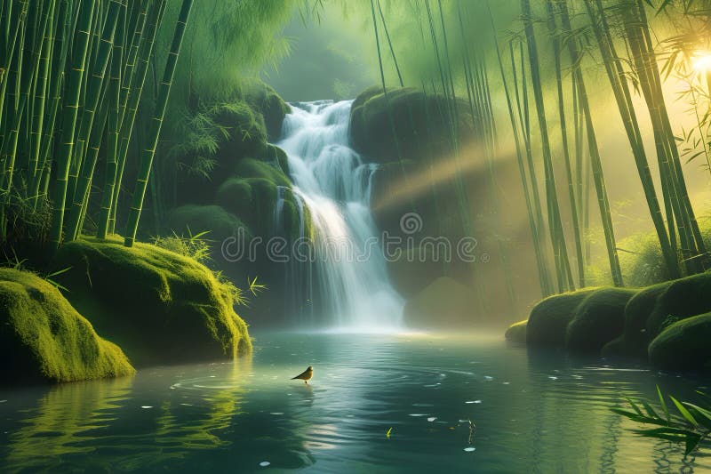 Ultra-high-definition 4K Image of a Ethereal Waterfall in a Misty ...
