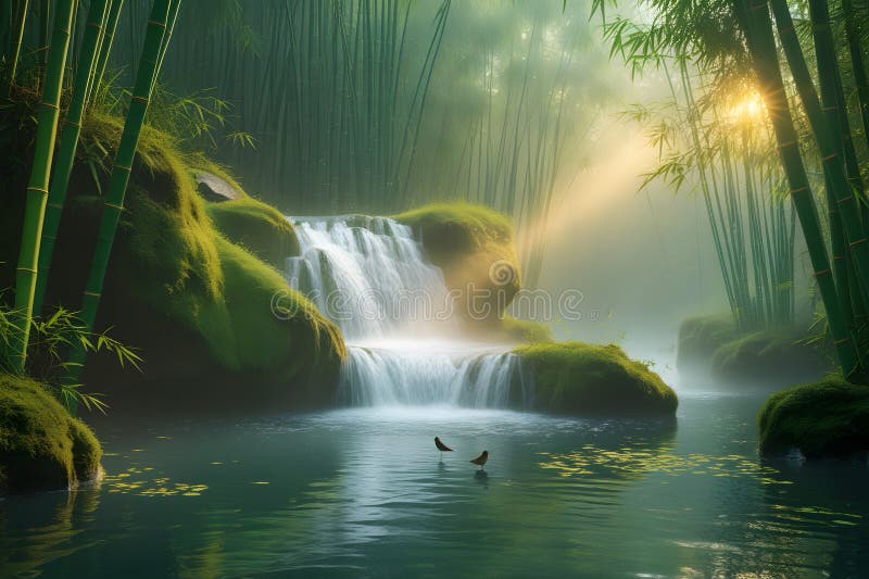 Ultra-high-definition 4K Image of a Ethereal Waterfall in a Misty ...
