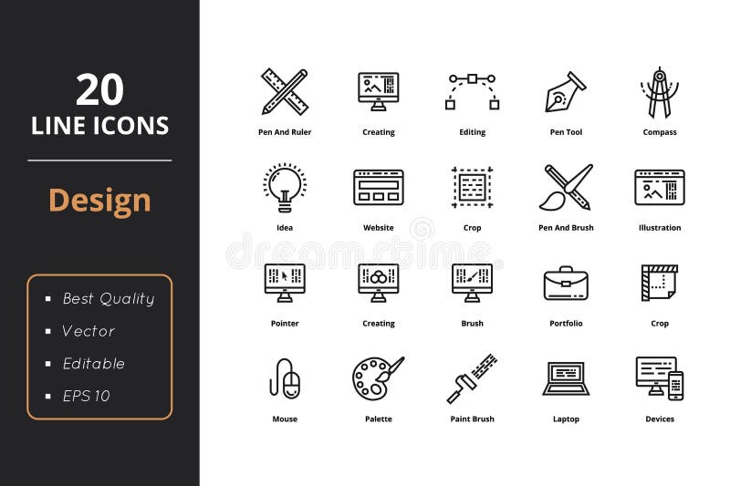 20 Ultra High Quality Thin Line Icons Stock Illustration - Illustration ...