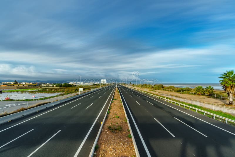 Ultra Long Exposure of Empty Freeway and Cloudscape Stock Image - Image ...
