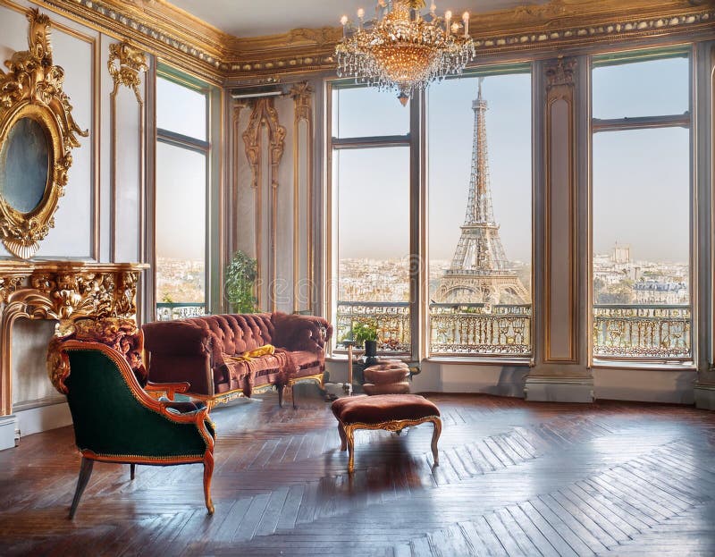 Ultra-Luxury Parisian Apartment with Eiffel Tower View Stock Photo ...