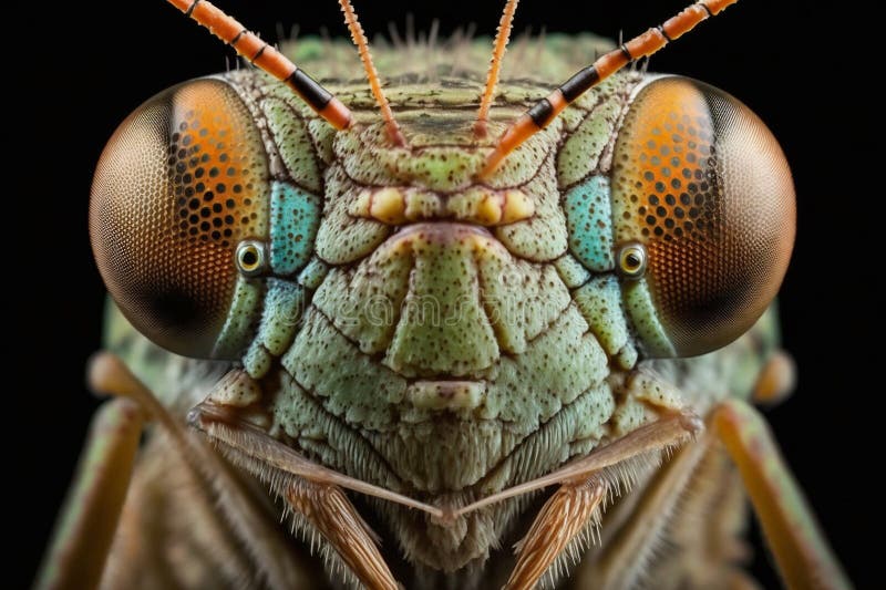 Ultra Macro Close Up of the Eyes of a Grasshopper, Generative Ai Stock ...
