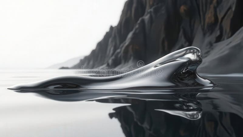 Ultra-minimal 3D Render of Warped Mirror-like Surface on Monochrome ...