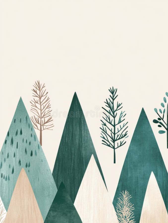 Ultra Minimal Stylized Trees Illustration. Nature Inspired Design Stock ...