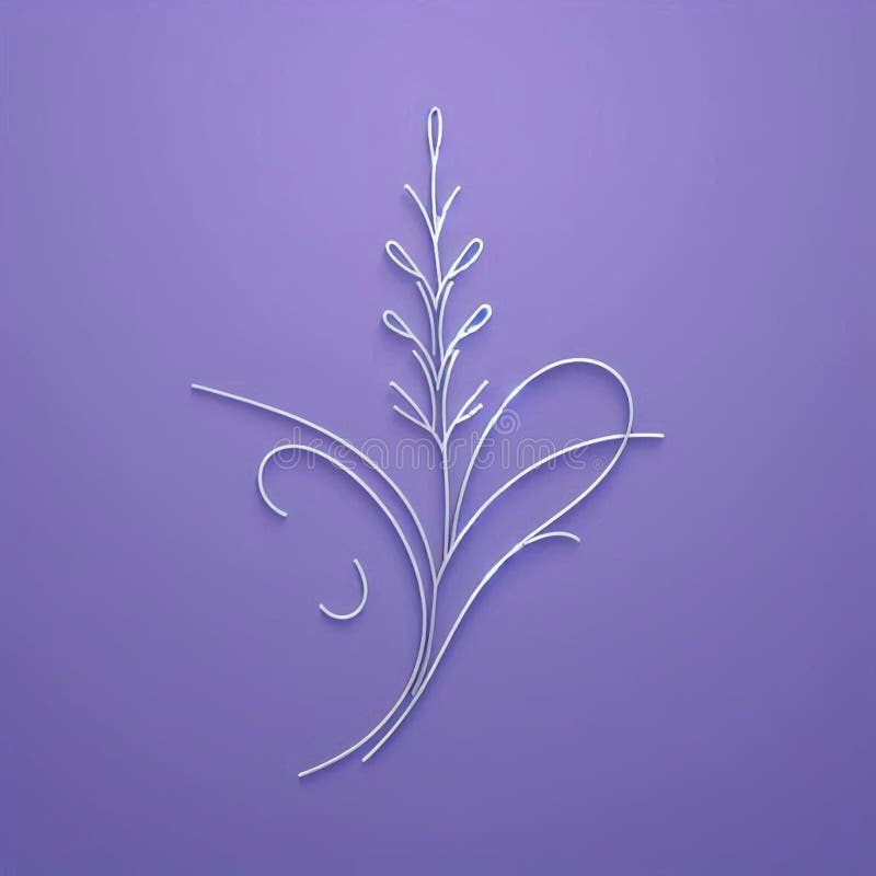 Minimalist Silver Lavender Sprig Logo on Lavender Purple Background ...
