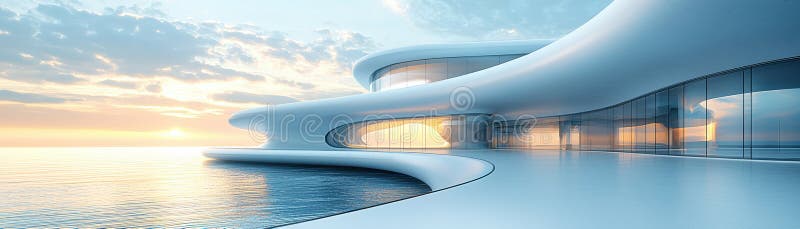 Ultra Modern Architectural Design with Smooth Curves and Serene Water ...