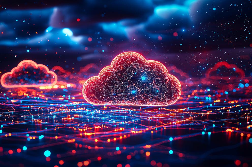 Ultra Modern Cloud Computing with Glowing AI Security Layers High ...