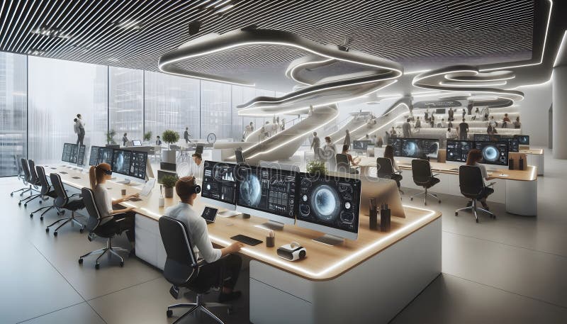 Ultra-modern Collaborative Workspace Stock Illustration - Illustration ...