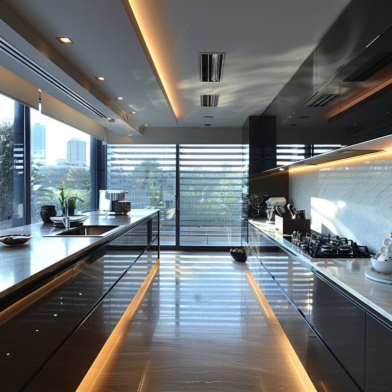 Ultra-modern Kitchen with Smart Appliances and Sleek Stock Image ...