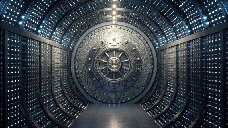 Ultra Modern Large Circular Security Vault Door in a High Tech Data ...